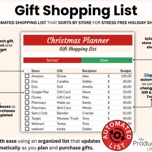 Christmas Planner & Budget Spreadsheet Google Sheets Excel Template ...