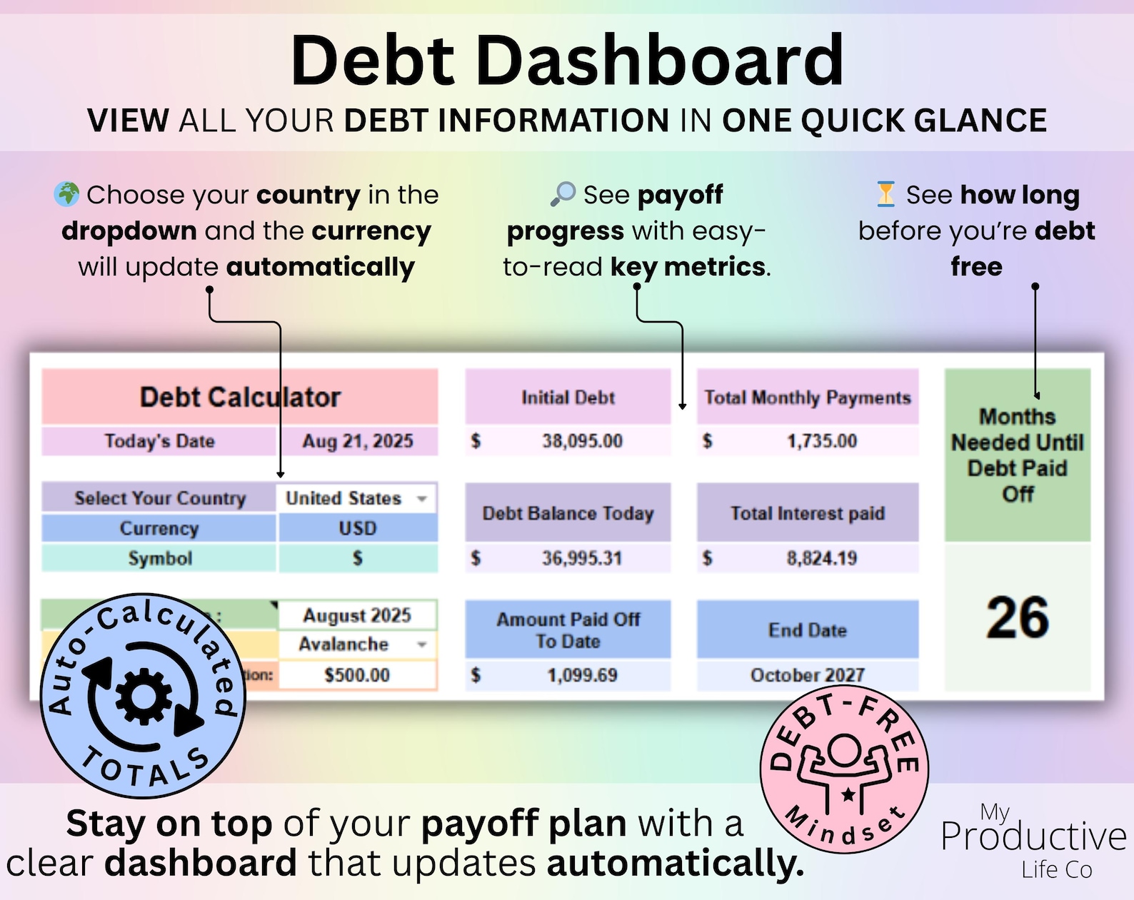 Debt Snowball / Avalanche Calculator Spreadsheet Google Sheets ...