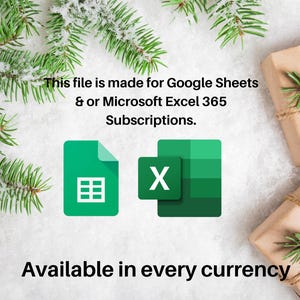Christmas Planner & Budget Spreadsheet Google Sheets Excel Template ...
