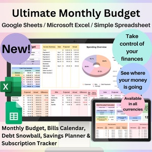Ultimate Monthly Budget Spreadsheet Google Sheets Excel Template ...