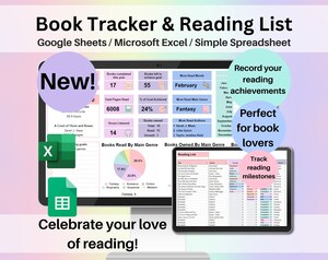 Book Tracker Book Inventory Spreadsheet Digital Reading Tracker for ...