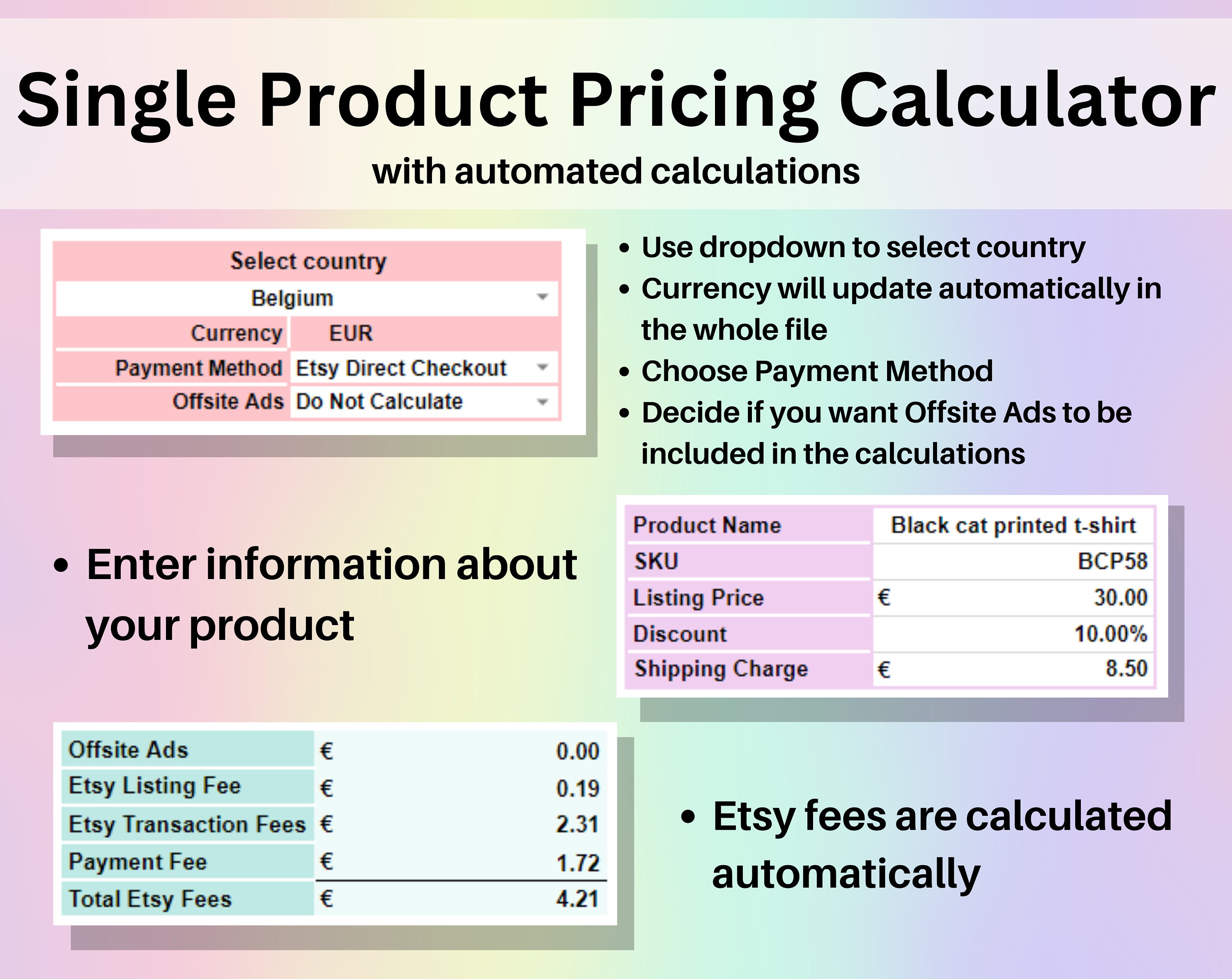 Etsy Fees & Profit Calculator Product Pricing Excel Google Sheets ...