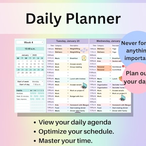 Editable Planner Spreadsheet Google Sheets & Excel | Daily, Weekly ...
