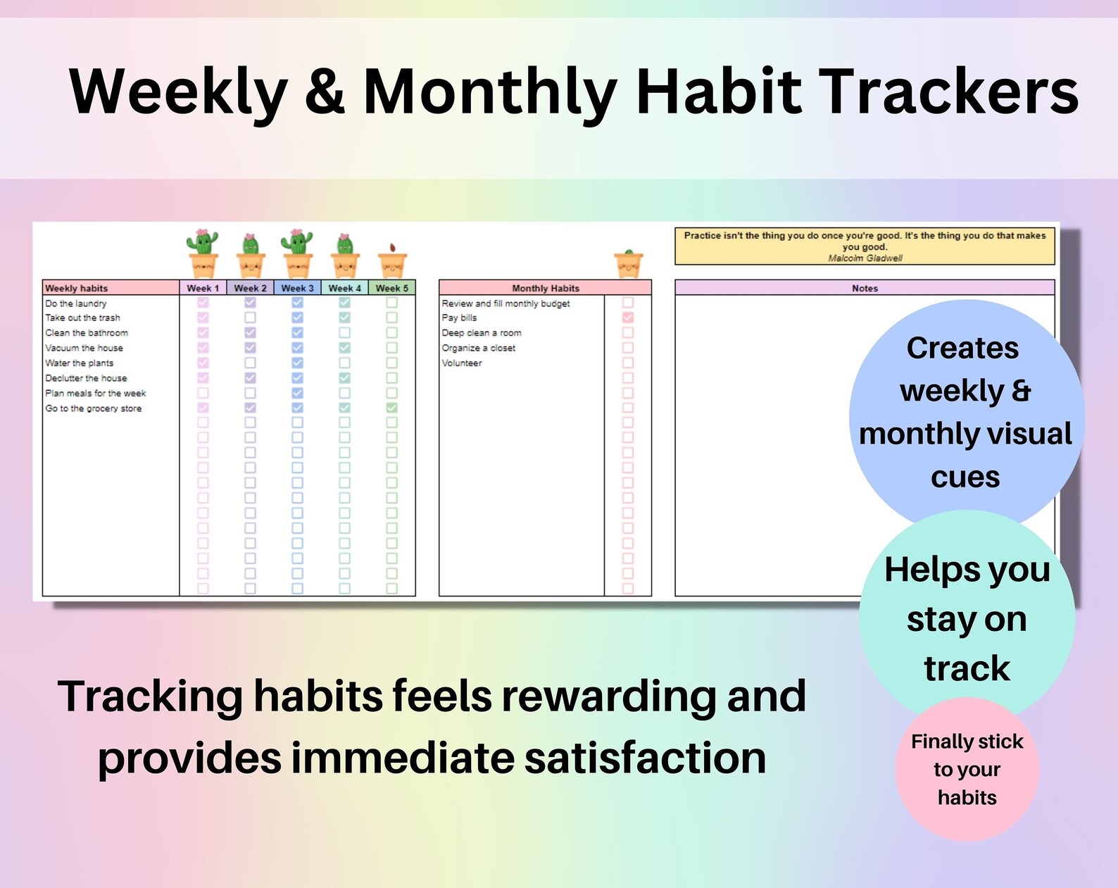 Habit Tracker Spreadsheet Google Sheets Daily Weekly Monthly - Etsy