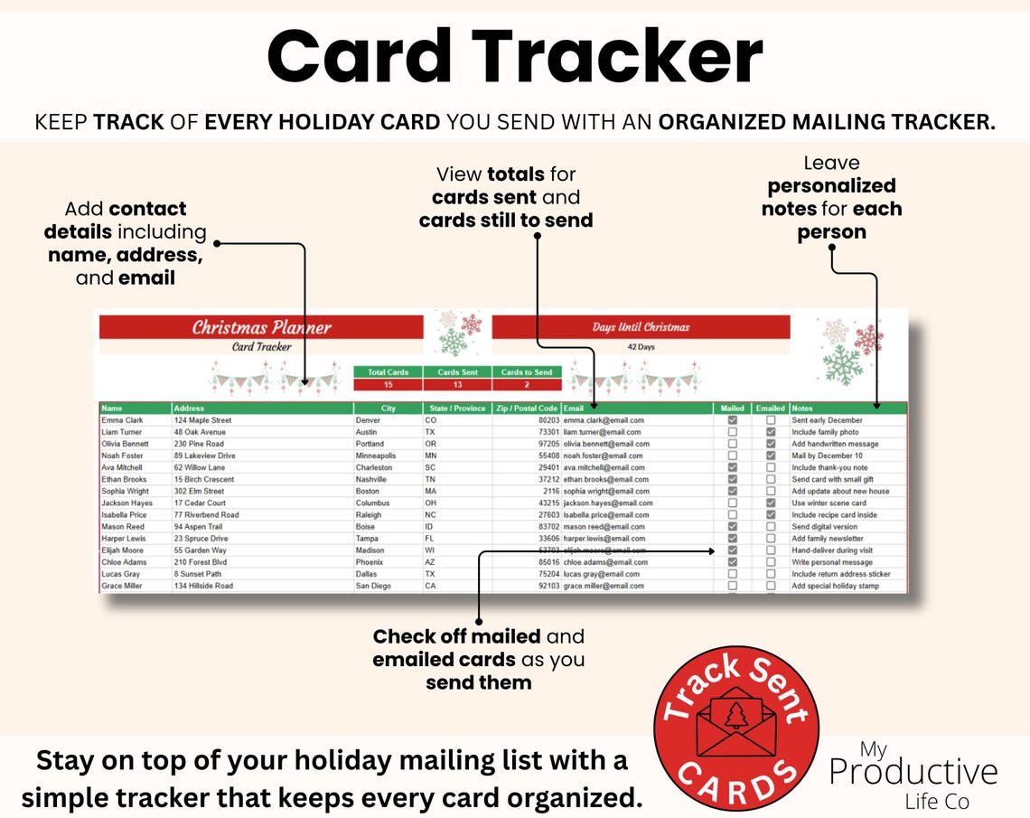 Christmas Planner & Budget Spreadsheet Google Sheets Excel Template ...