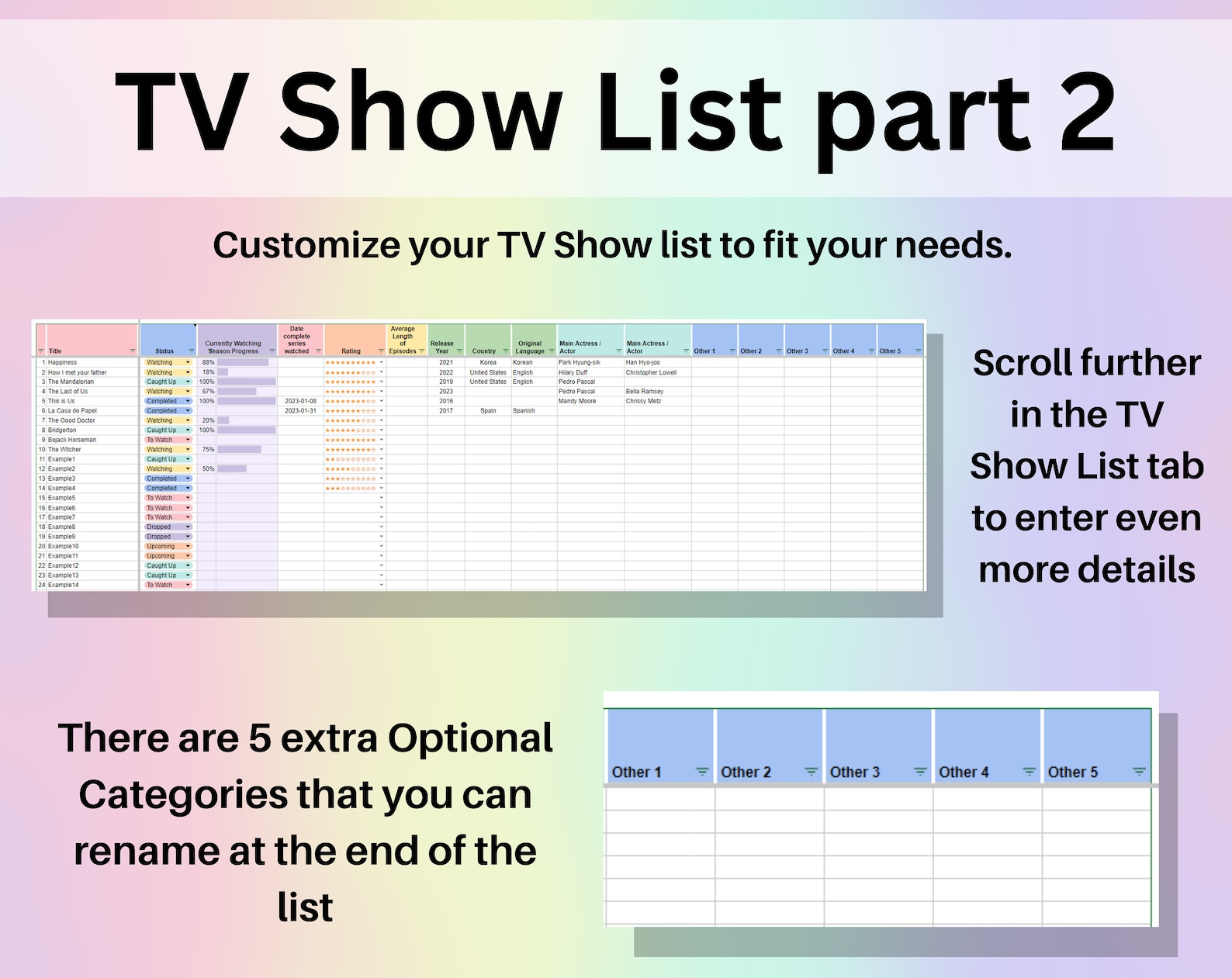 TV Show Tracker Spreadsheet Google Sheets Television Series - Etsy Canada