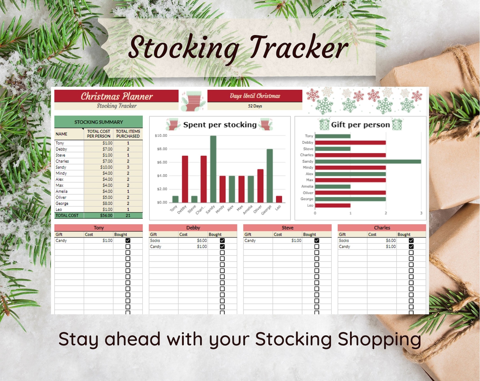 Christmas Planner Budget Spreadsheet Google Sheets Template - Etsy