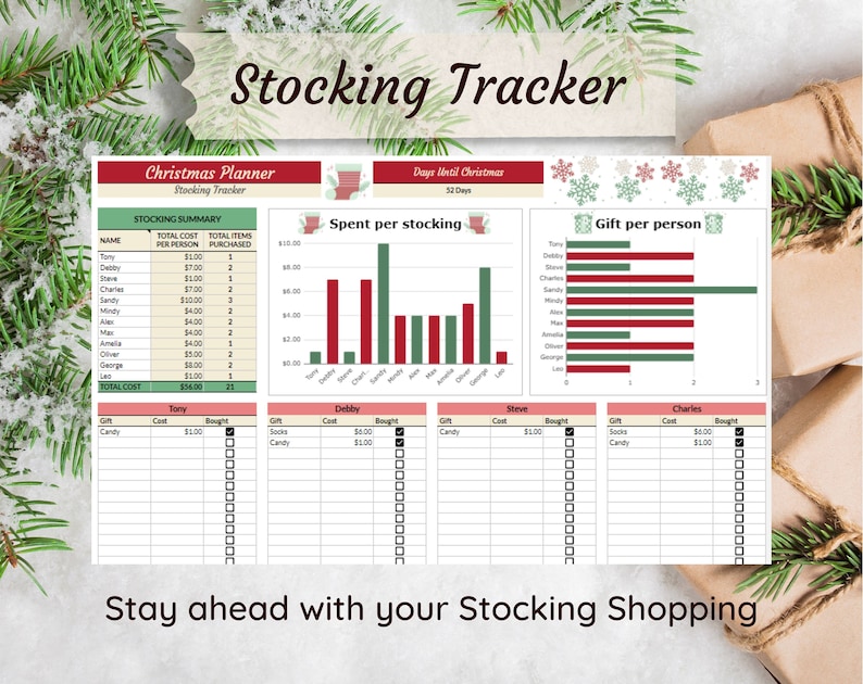 Christmas Planner Budget Spreadsheet Google Sheets Template - Etsy
