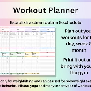 Workout Planner Spreadsheet Google Sheets Excel Exercise Tracker Gym Checklist Fitness Template ...