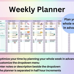 Editable Planner Spreadsheet Google Sheets & Excel | Daily, Weekly ...