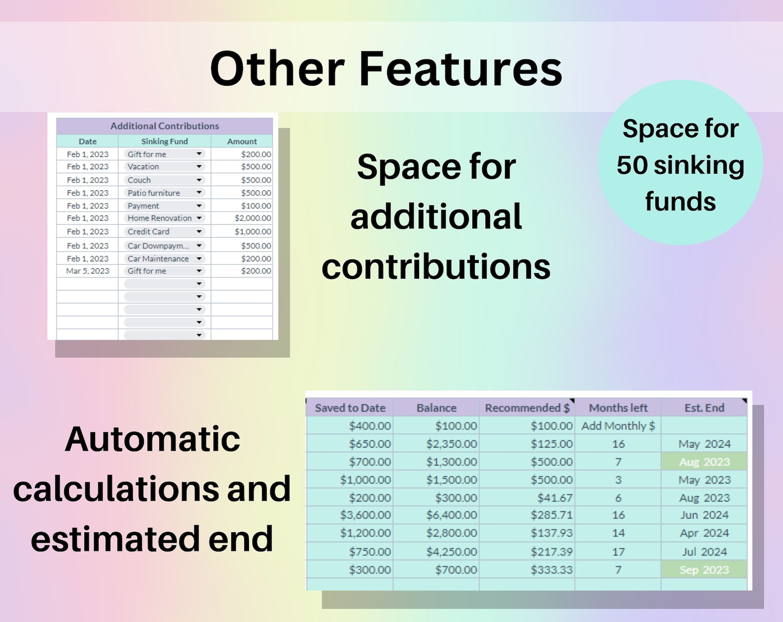Sinking Funds Tracker Spreadsheet Google Sheets & Excel | Savings ...