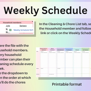 Cleaning & Chore List Spreadsheet Google Sheets and Excel | Household ...