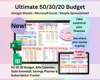 50/30/20 Annual Budget Template Google Sheets Budget Spreadsheet ...