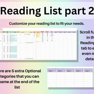 Book Tracker & Reading List Spreadsheet Google Sheets Excel Book Series ...