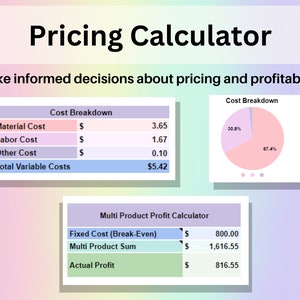 Product Pricing Calculator Spreadsheet Google Sheets & Excel | Small ...