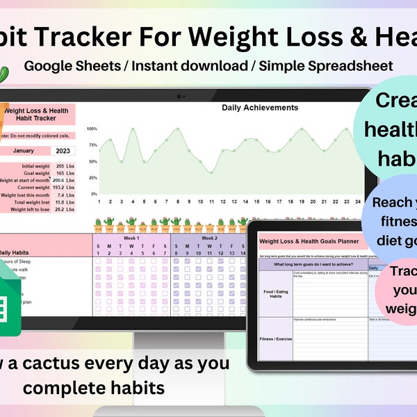 Excel Daily Weight Loss Tracker - Etsy