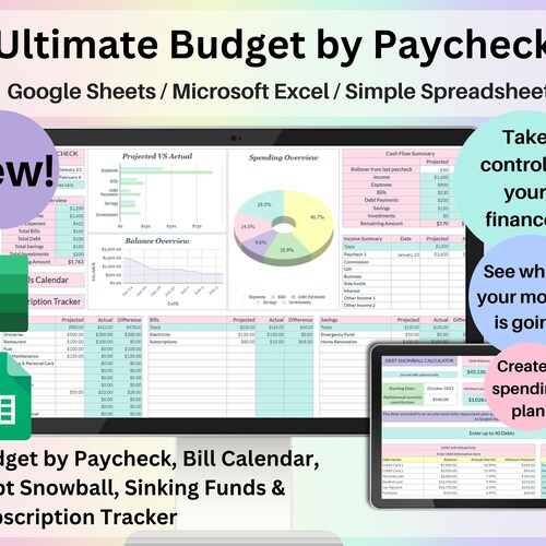 Paycheck Budget Spreadsheet Template for Google Sheets - Etsy