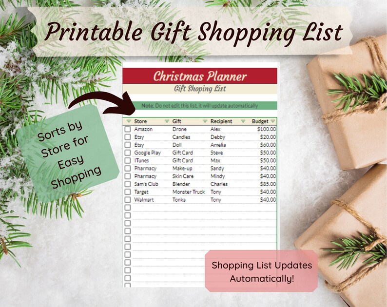 Christmas Planner Budget Spreadsheet Google Sheets Template - Etsy