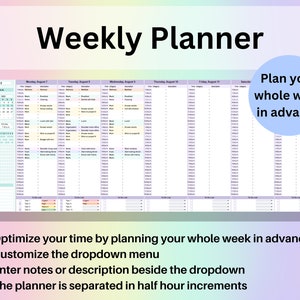 Editable Planner Google Sheets Excel Digital Planner Spreadsheet Daily ...
