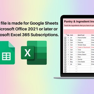 Pantry Inventory Spreadsheet Google Sheets & Excel | Food Storage ...
