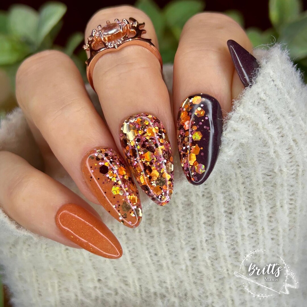 Fall Nail Dip Powder: Punkin Spice, Deep Plum, Chunky Glitter Mix - Etsy