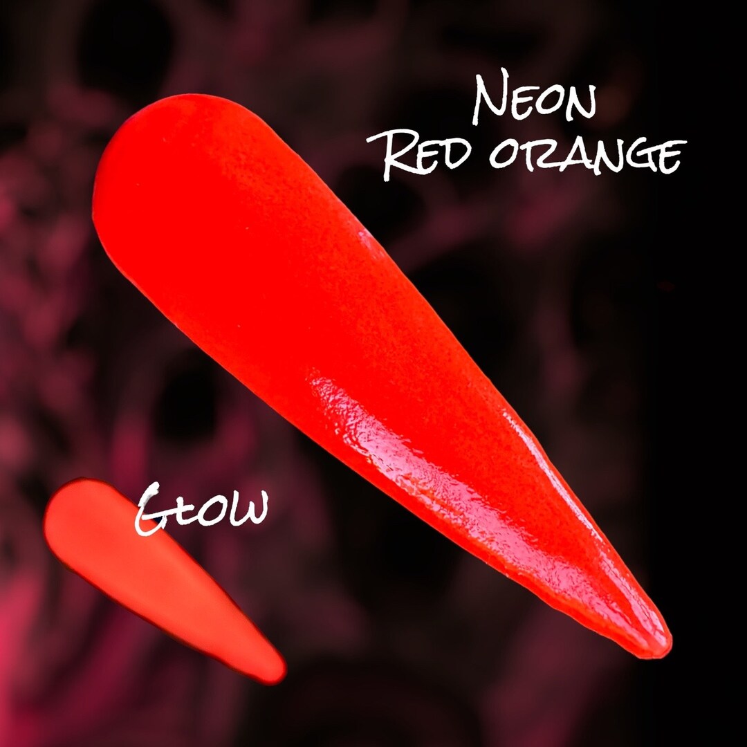 Neon Red Orange Glow Dip Powder, Neon Dip Powder for Nails, Glow Dip ...