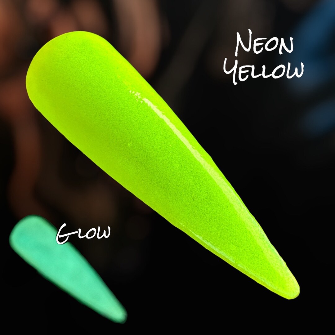 Neon Yellow Glow Dip Powder for Nails - Etsy