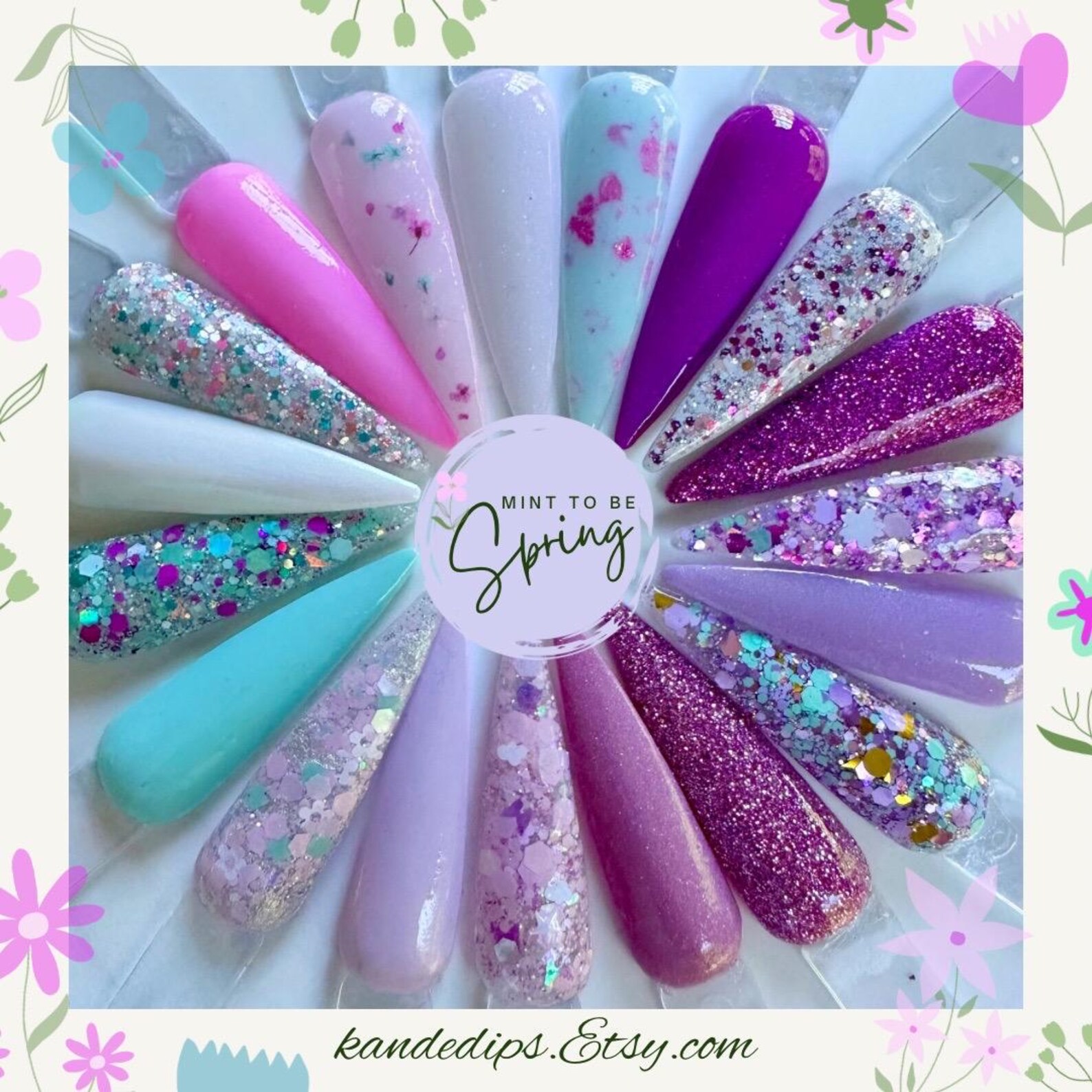 Spring Dip Powder Collection: Mint, Lavender, Orchid Nail Dips - Etsy