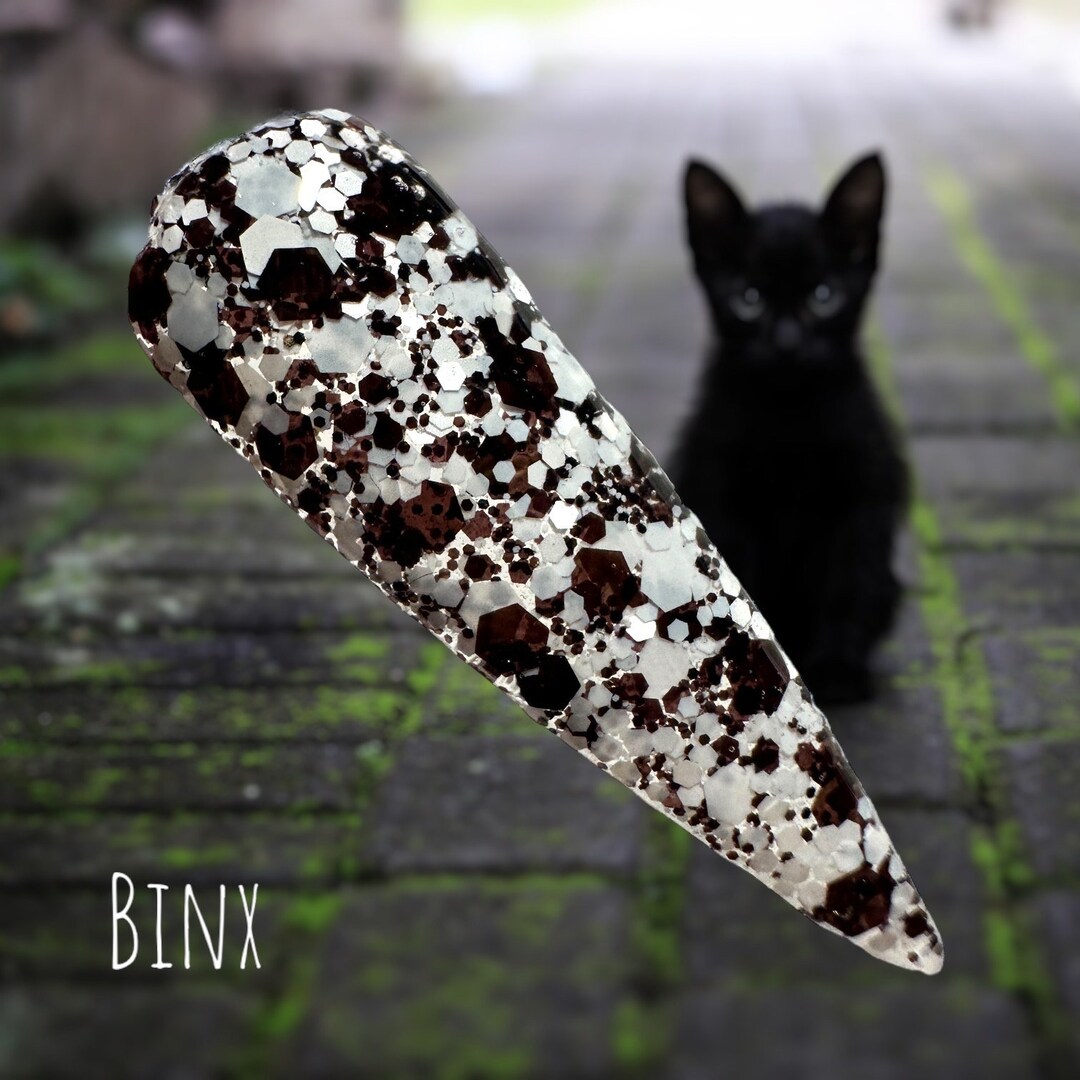 Binx: Chunky Black and White Glitter Dip Powder - Etsy