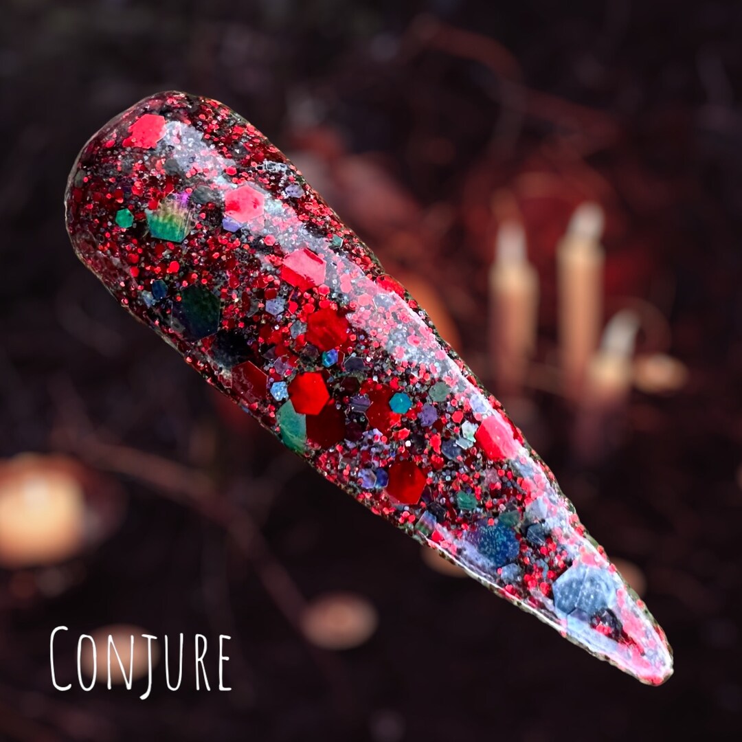 Conjure Halloween Dip Powder: Red Black Holographic Glitter Nail Mix - Etsy