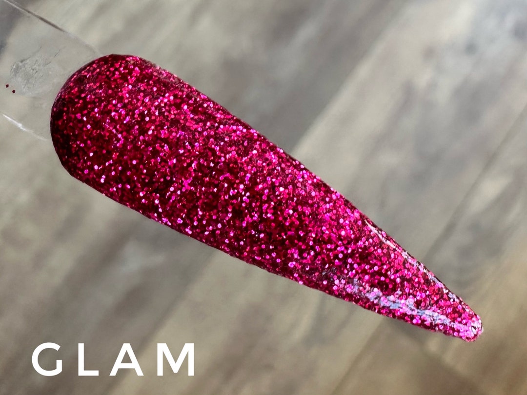 Glam Dip Powder, Sparkling Hot Pink Dip Powder, Hot Pink Glitter Dip ...