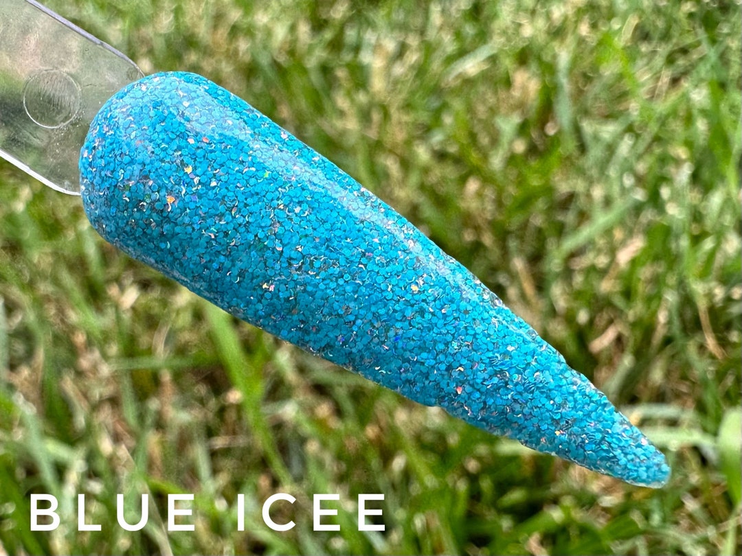 Blue Icee Dip Powder for Nails, Fine Turquoise Blue and Holographic ...