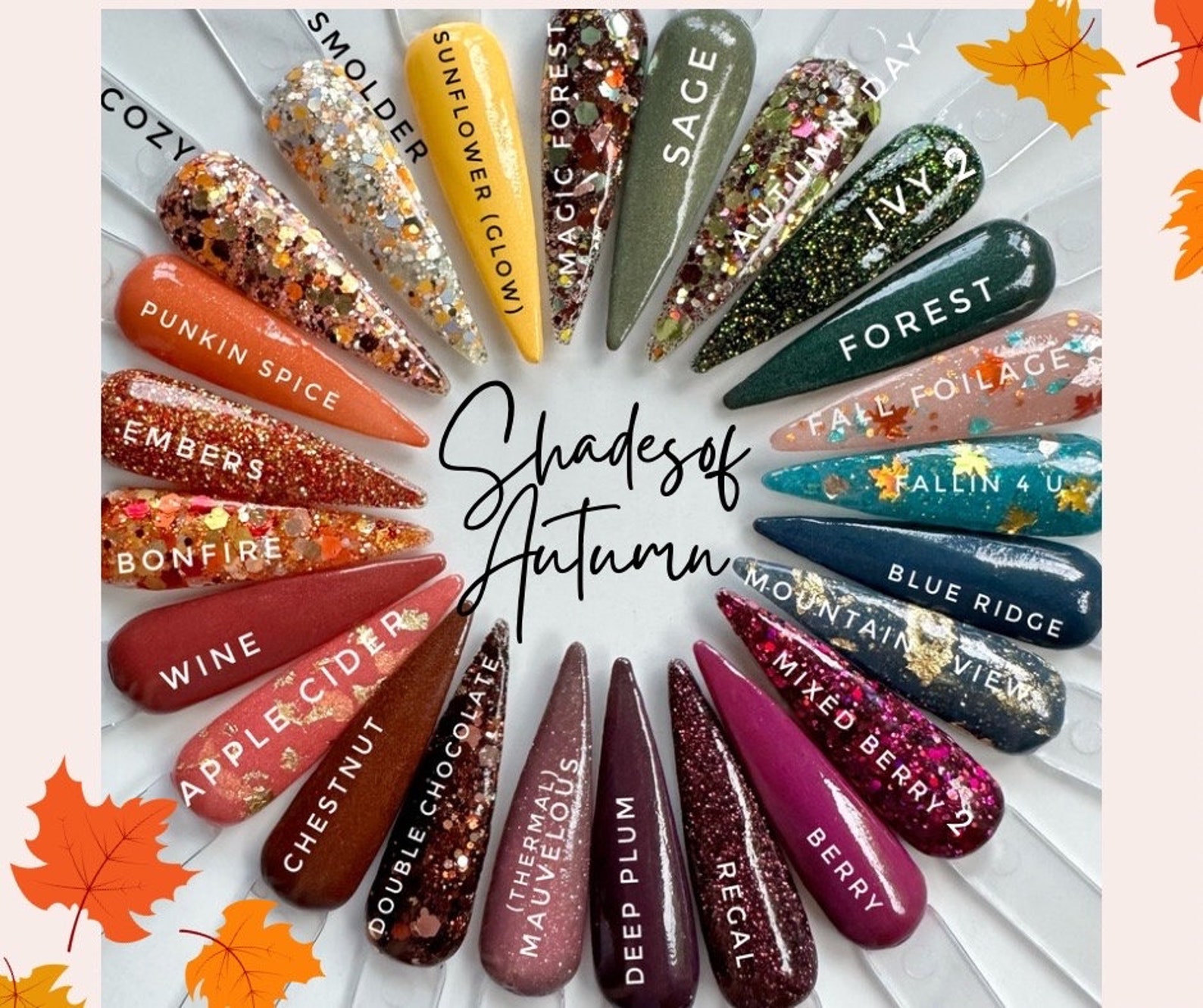 Shades of Autumn Dip Powder Collection, Fall Dip Powder for Nails, Fall ...
