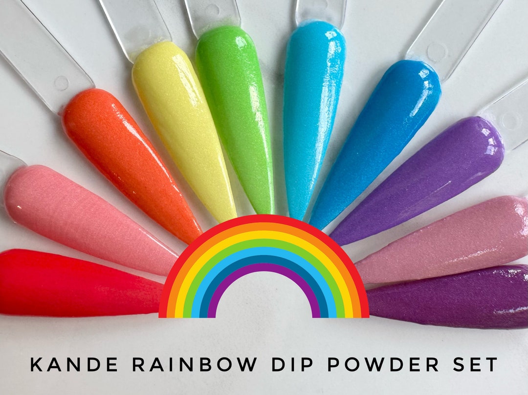 Rainbow Dip Powder Set, 10 Shades of the Rainbow Dip Powder, Kandedips ...