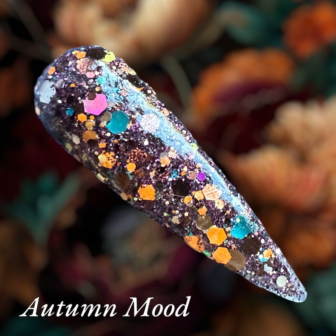 Autumn Mood Glitter Dip Powder: Plum, Pumpkin, Brown & Green - Etsy