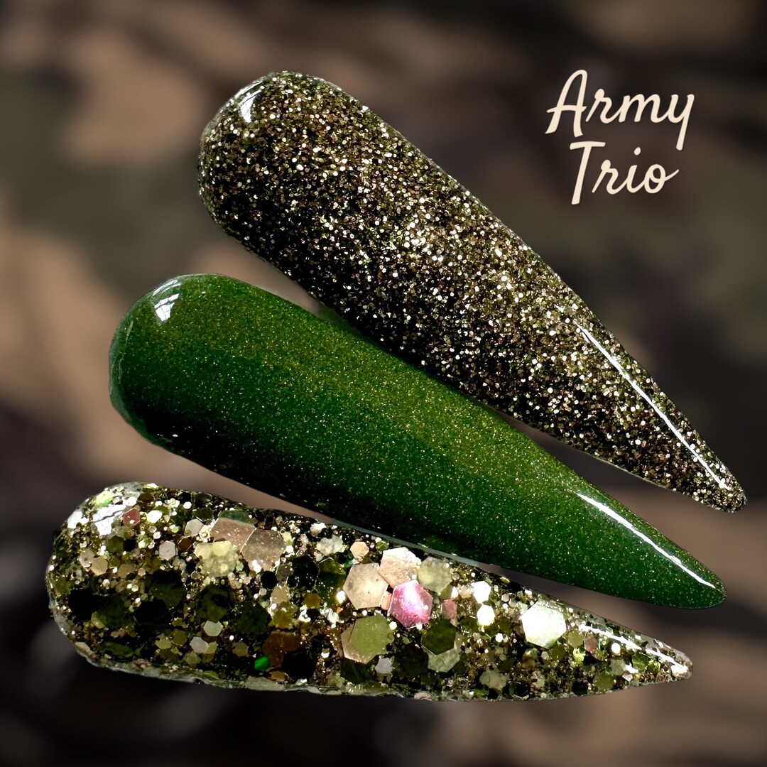 Army Trio, Major, Minor and Army Green Dip Powder, Dip Powder Trio ...