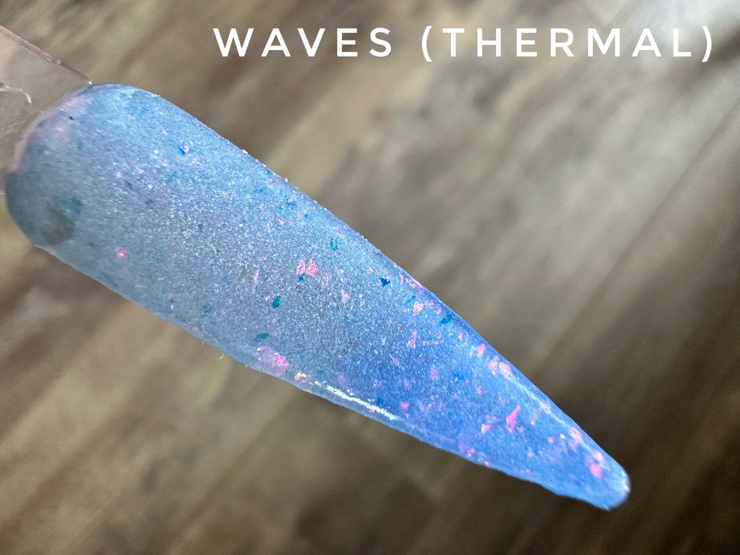 Waves Dip Powder, Blue to Light Blue Thermal Dip Powder, Dip Powder ...
