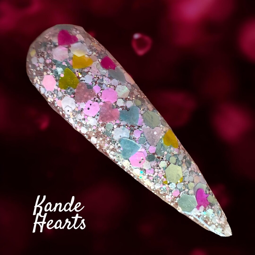 Kande Hearts Dip Powder: Pink, Blue, Silver Glitter With Hearts - Etsy