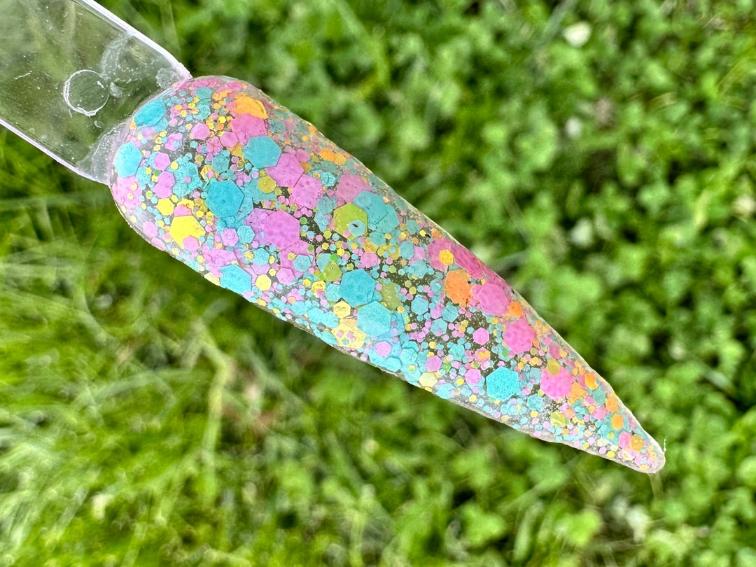 Spring Dip Powder for Nails Chunky Gold Mint and Pink - Etsy