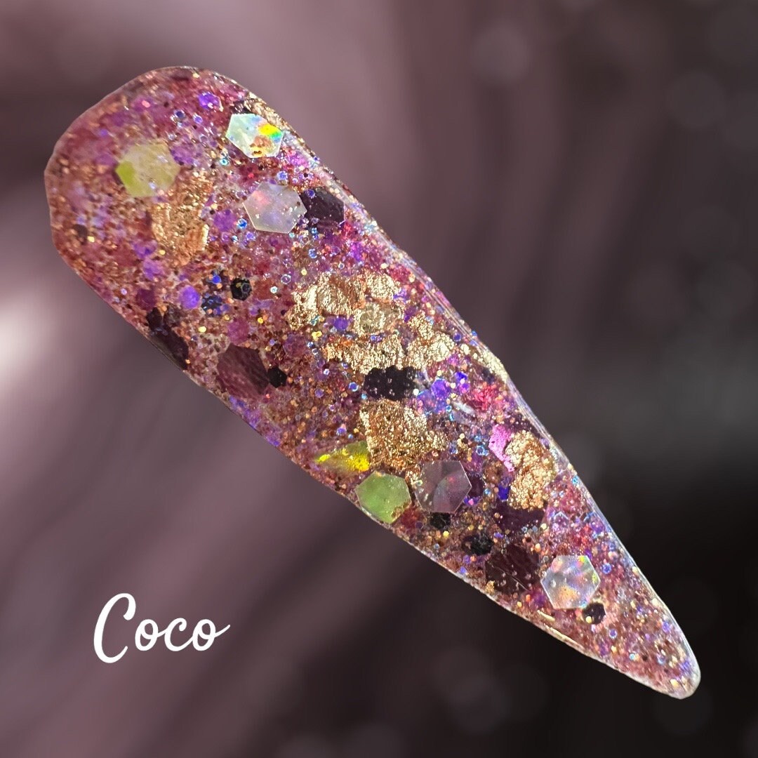Coco Purple Copper Glitter Dip Powder With Foils - Etsy