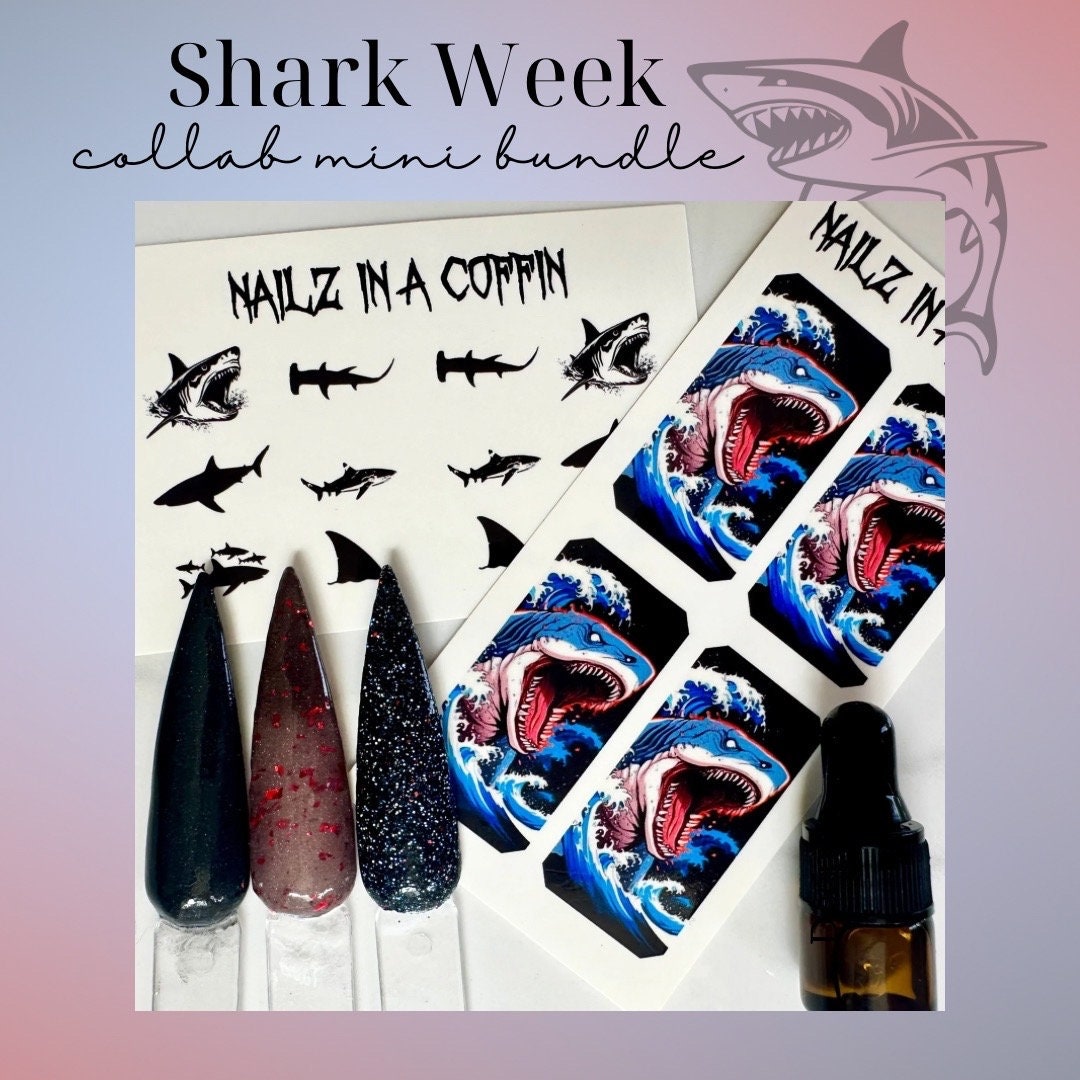 Shark Week Collab MINI Bundle, Shark Week Dip Powder Set, Shark Nails ...