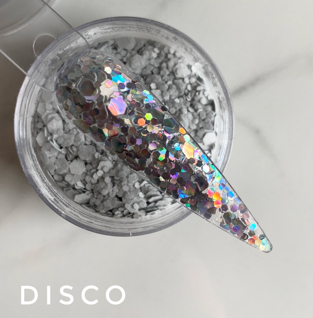 Disco Silver Holographic Chunky Glitter Dip Powder - Etsy