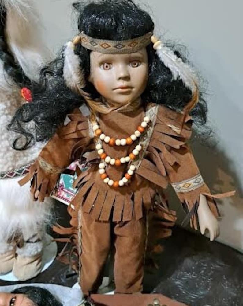 Vintage Porcelain Native American Indian Dolls Set - Etsy