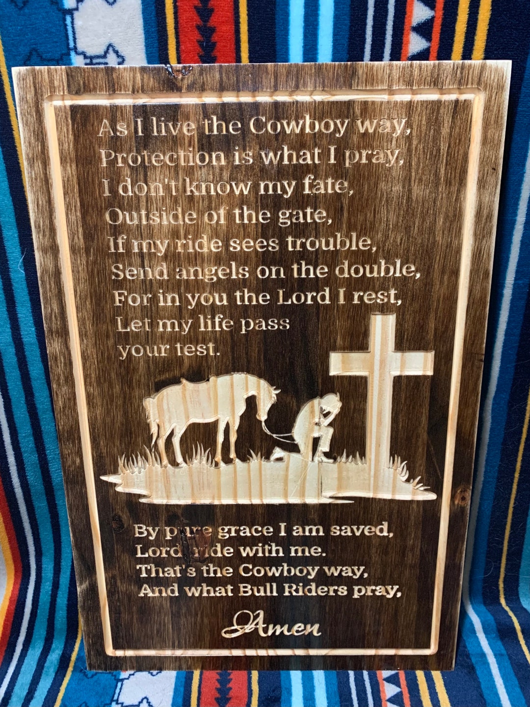 Cowboy Prayer Wall Decoration - Etsy