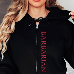 Minimalist Barbarian Full Zip Hoodie, Sweatshirt for Gamer, Gaming ...