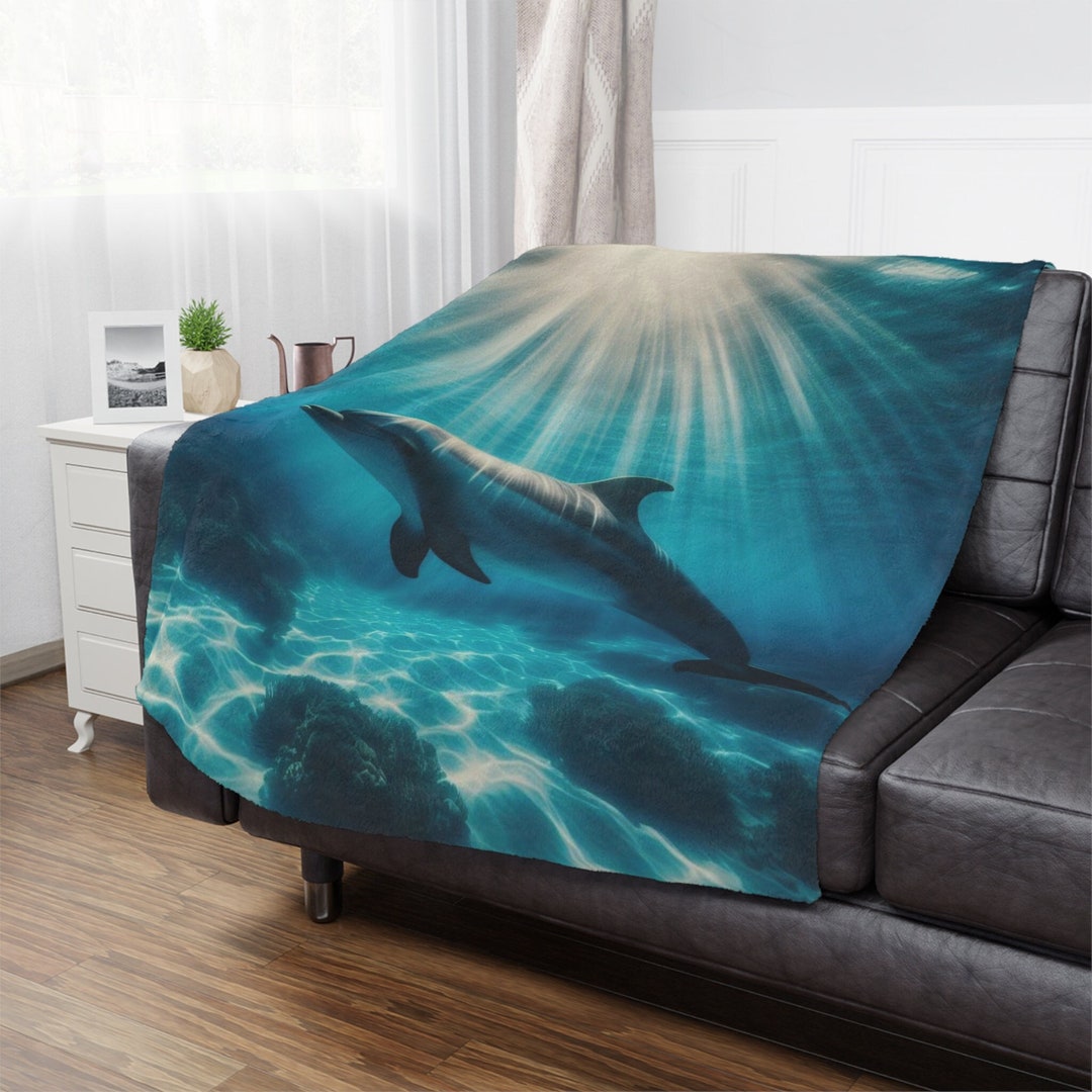 Dolphin in Water Warm & Cozy 50x60 Minky Blanket, Large Christmas Gift ...