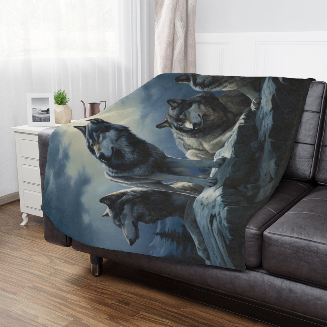 Warm & Cozy Beautiful Wolf Pack 50x60 Minky Blanket, Large Wolf Lovers ...