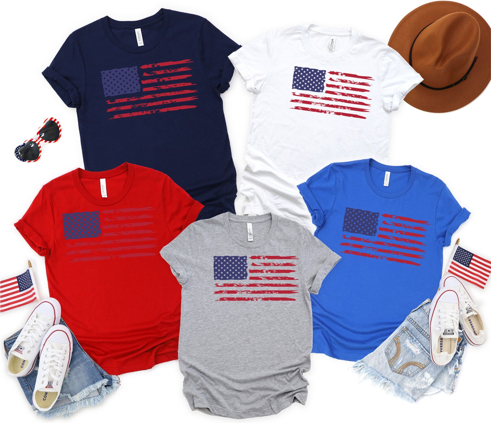 American Flag Red White Blue Shirt 4th of July T-shirt July - Etsy