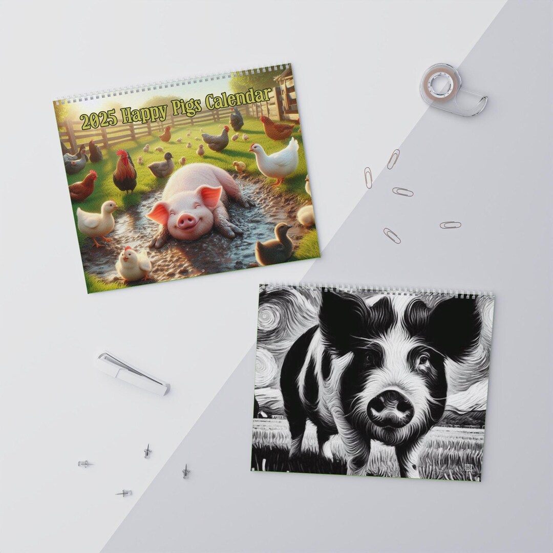 2025 Happy Pigs Wall Calendar With 13 Framable Pictures, Nature ...