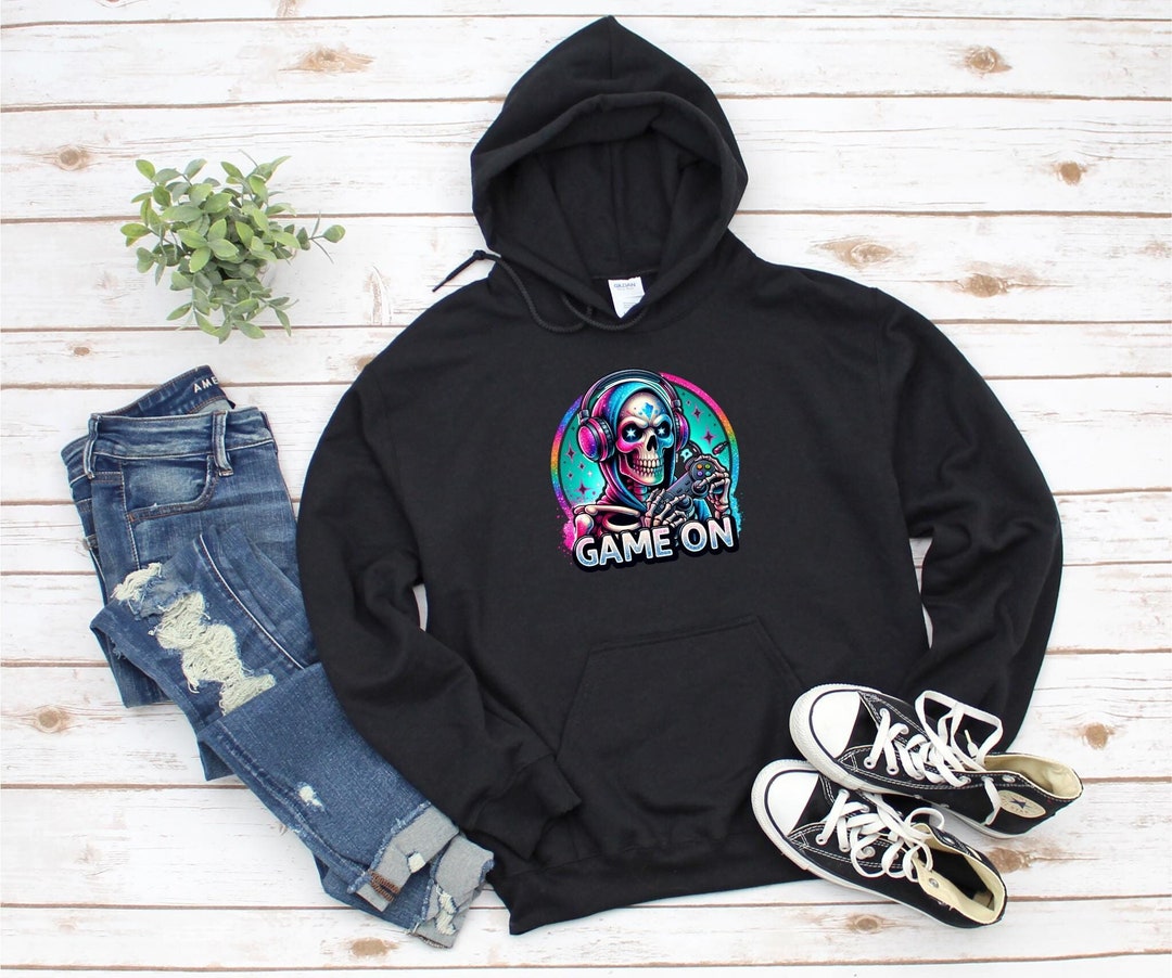 Game on Gamer Hoodie, Video Game Sweatshirt, Gaming Neon Design, Unisex ...